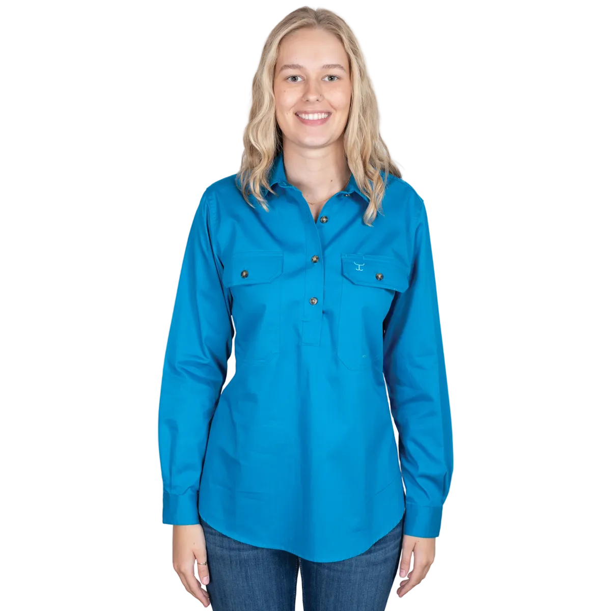 Just Country Women's Jahna Long Sleeve Work Shirt - Blue Jewel – Worn ...
