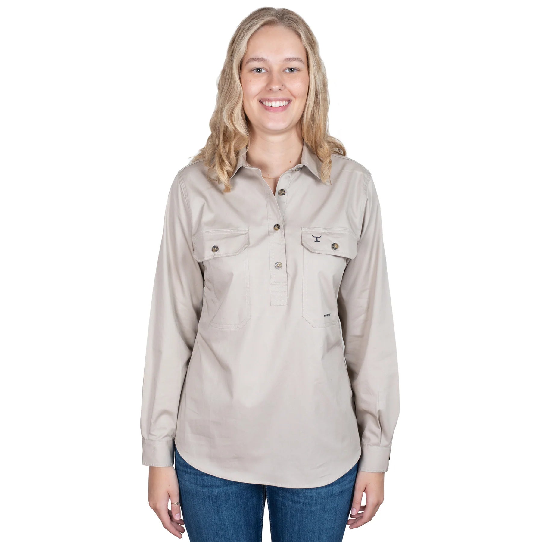 Just Country Women's Jahna Long Sleeve Work Shirt - Stone – Worn Out West